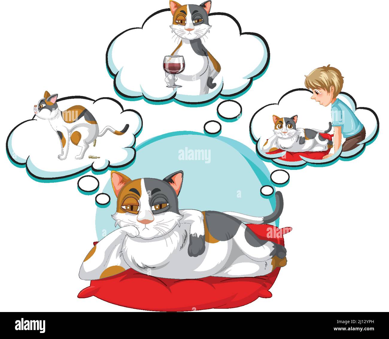 A cat thinking with callouts illustration Stock Vector Image & Art - Alamy