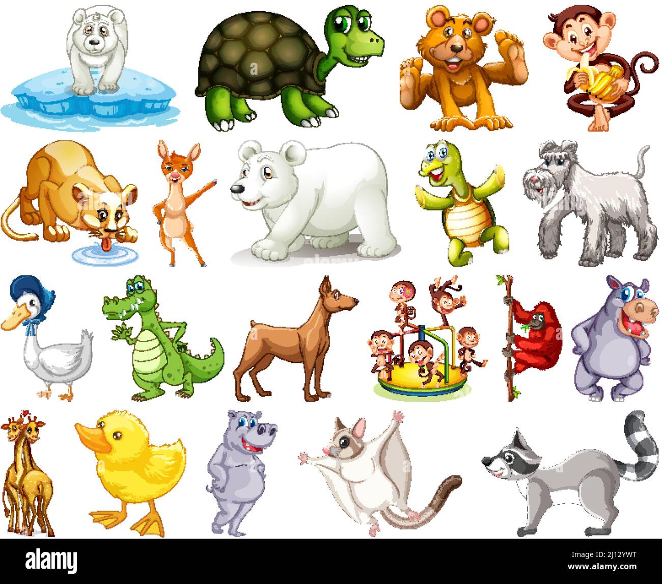 Set of animal cartoon character illustration Stock Vector Image & Art ...