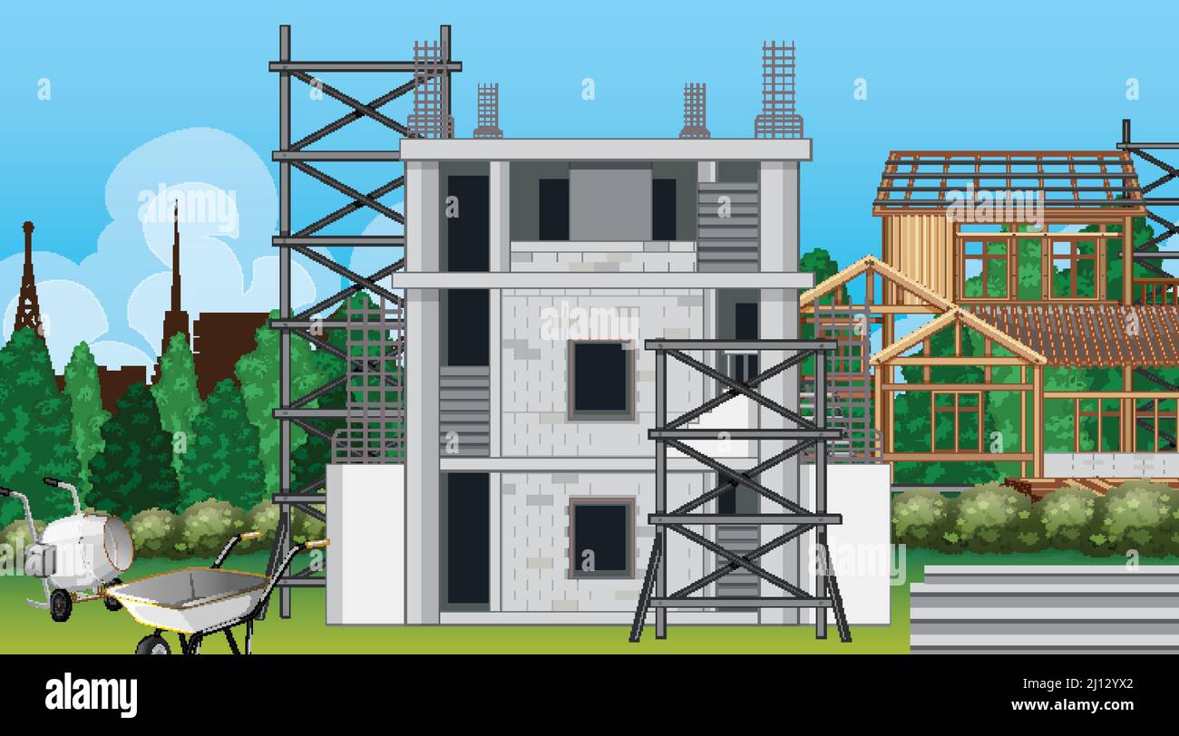 Building construction site scene illustration Stock Vector Image & Art ...