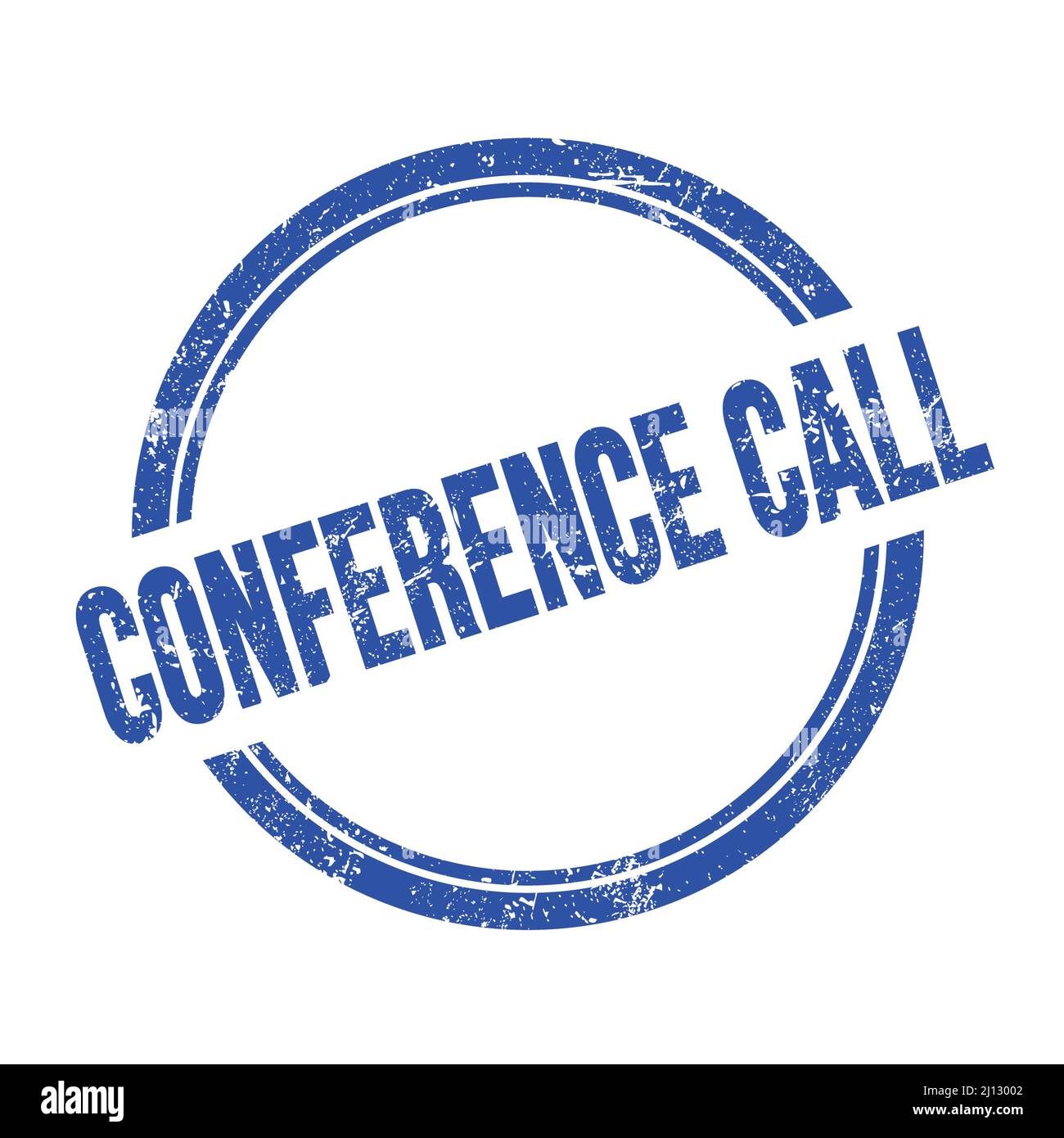 CONFERENCE CALL text written on blue grungy vintage round stamp Stock ...
