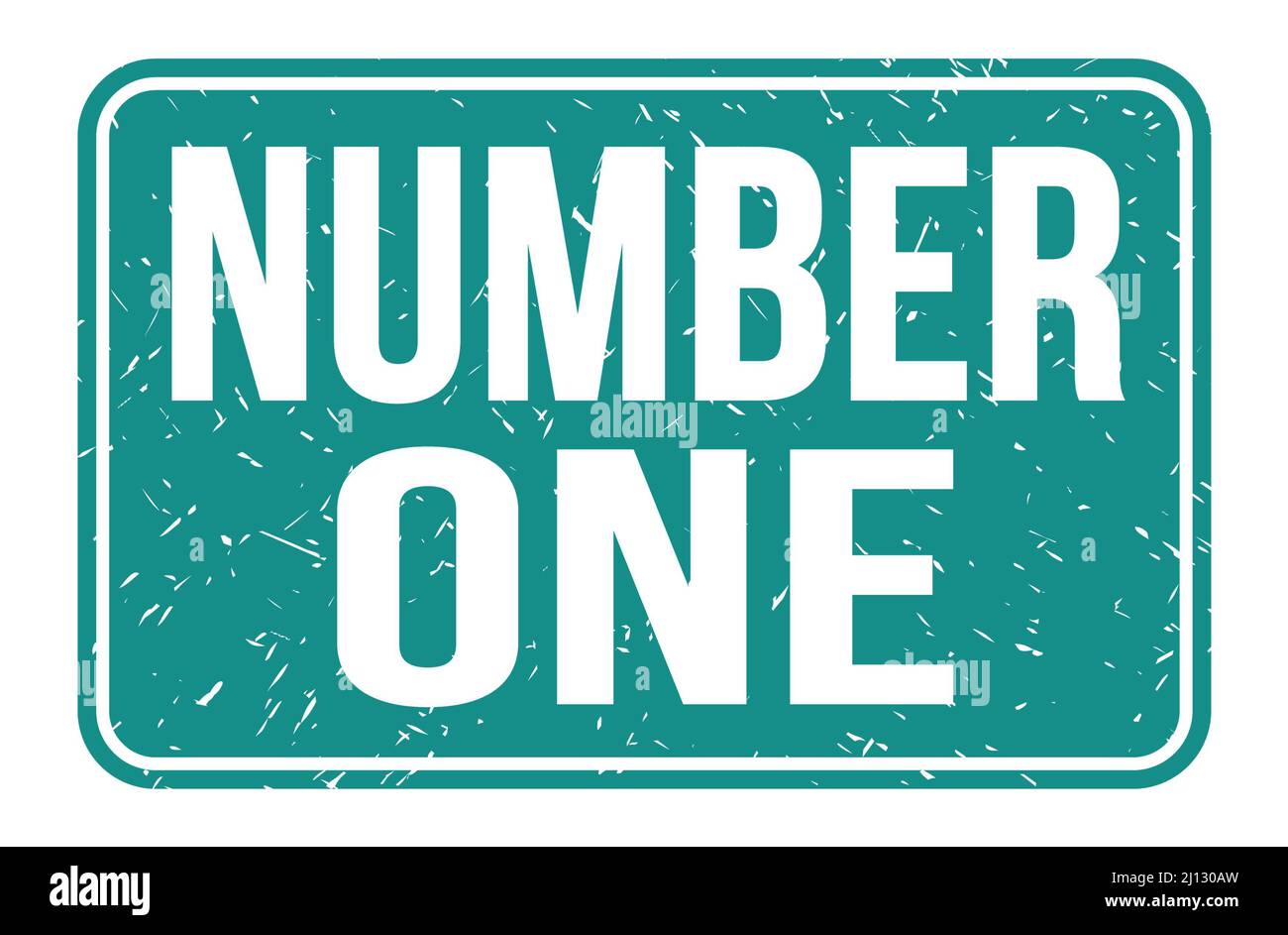 NUMBER ONE, words written on blue rectangle stamp sign Stock Photo - Alamy