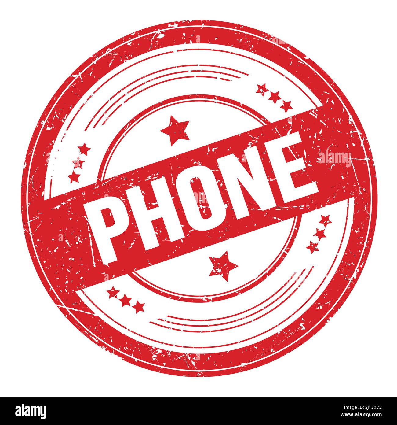 PHONE text on red round grungy texture stamp Stock Photo - Alamy