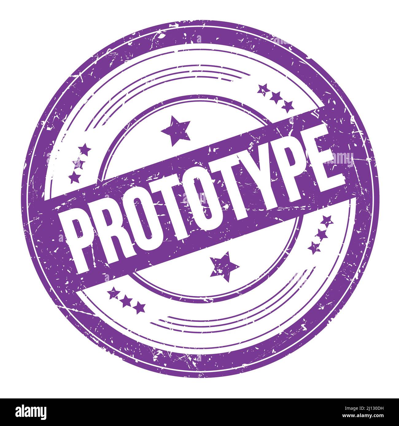 PROTOTYPE text on violet indigo round grungy texture stamp Stock Photo ...