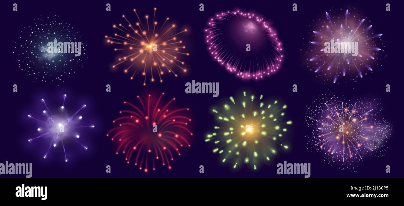 Realistic fireworks burst effect for festive, celebration or party ...