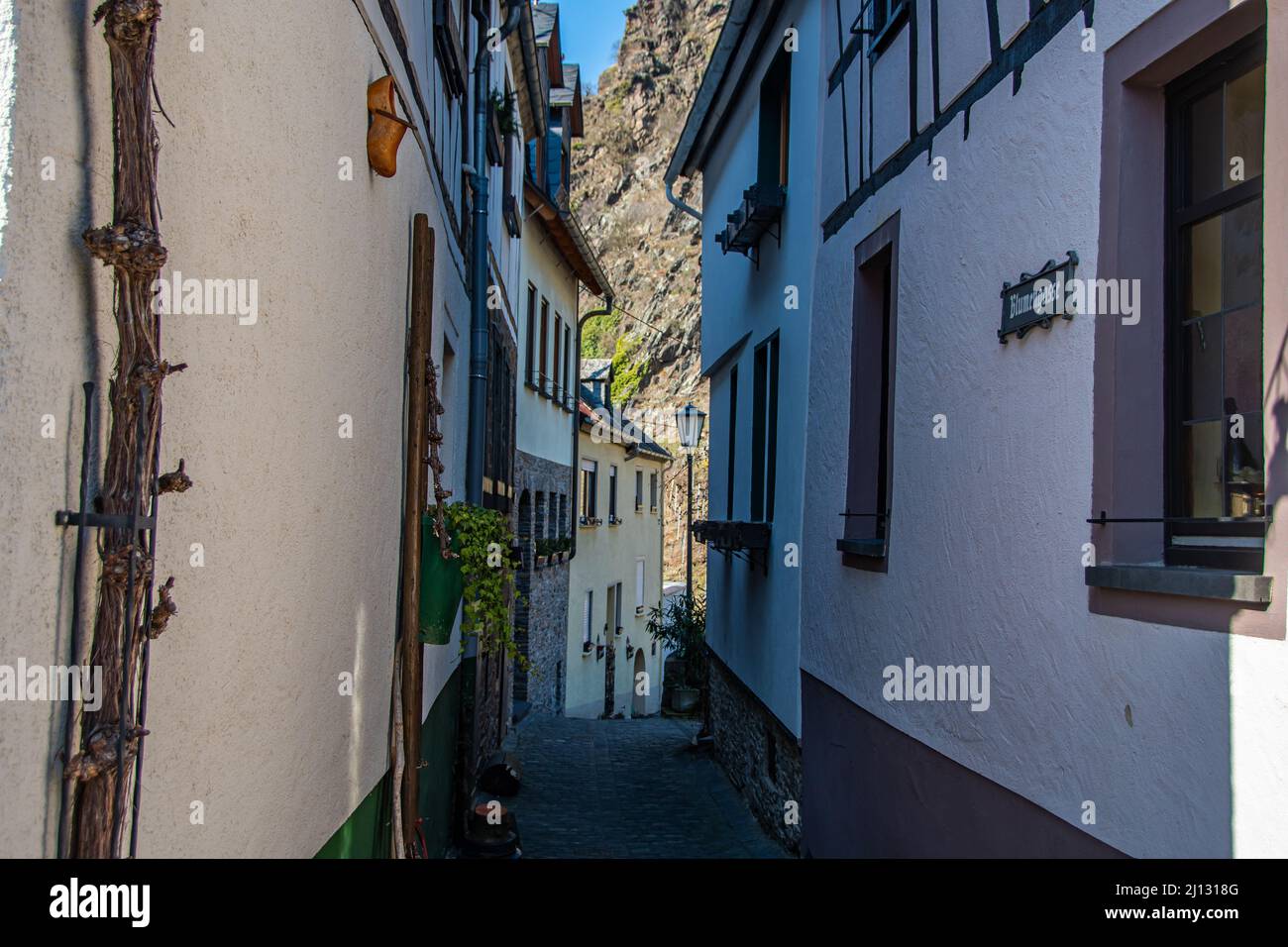 Alken, Germany 8 March 2022, Narrow streets in the wine village of ...