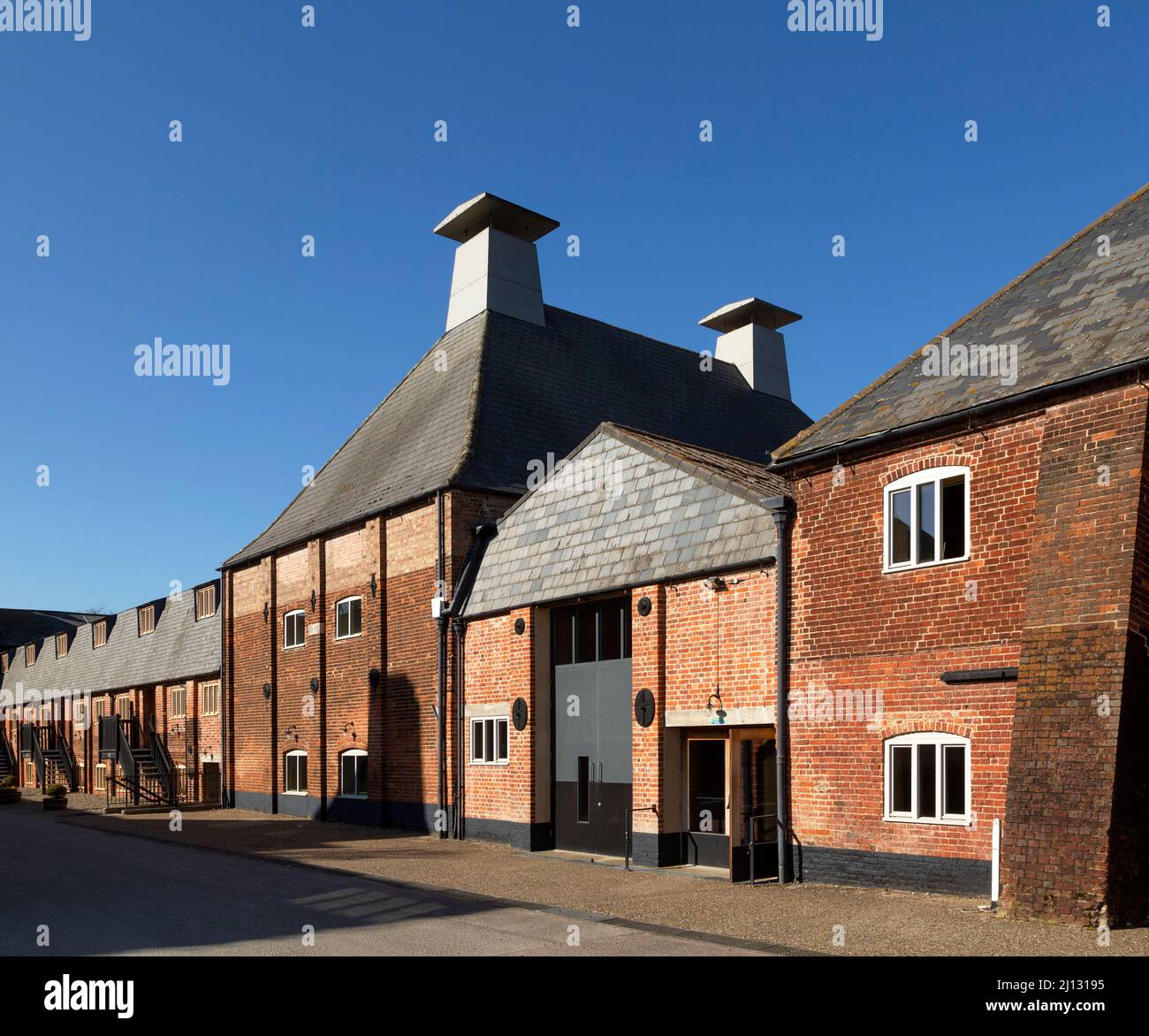 Converted industrial buildings, Snape Maltings, Suffolk, England, UK ...