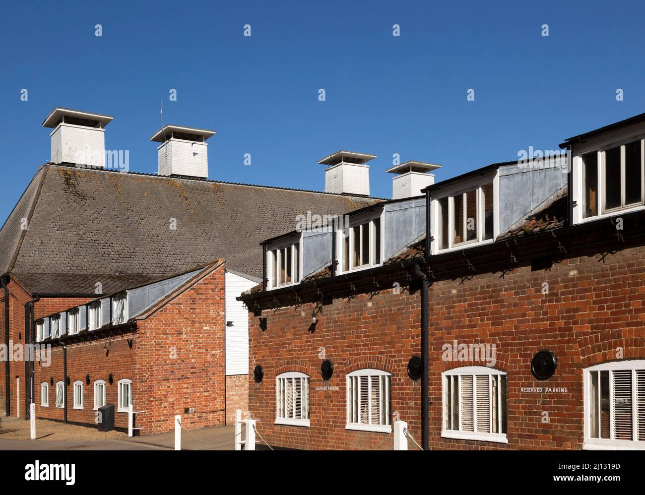 Converted industrial buildings, Snape Maltings, Suffolk, England, UK ...
