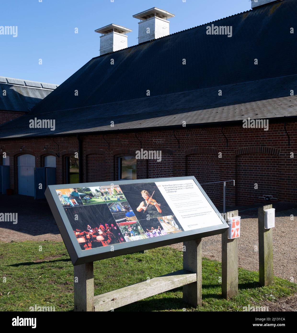 Information board about musical events next to Concert Hall, Snape ...