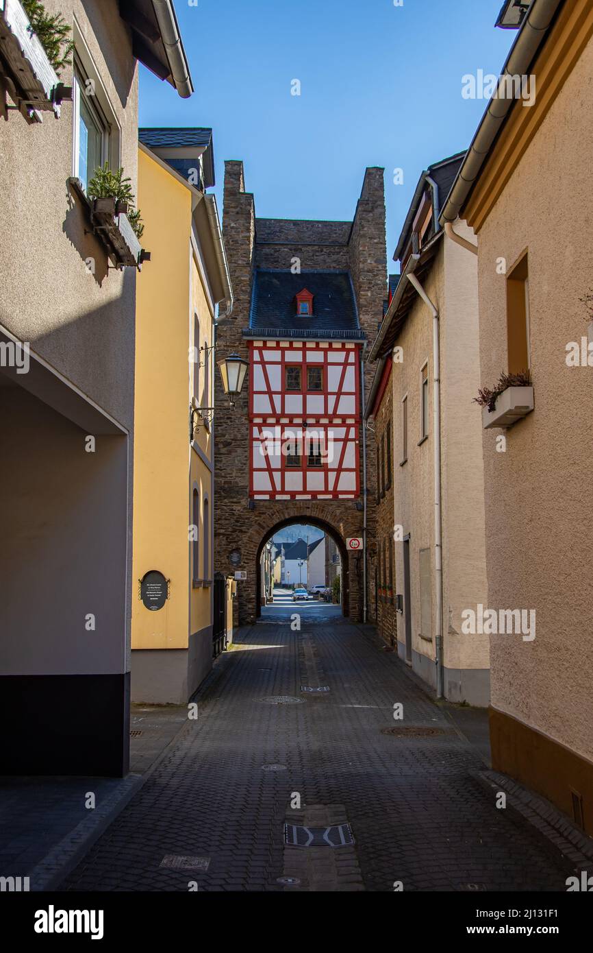 Alken, Germany 8 March 2022, The former city gate of Alken "Fallerport ...
