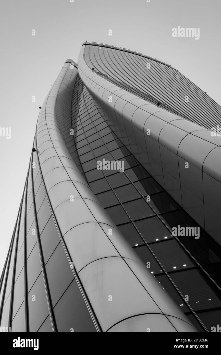 The Generali Tower iat Tre Torri in Milan, Italy. Tre Torri is a new ...