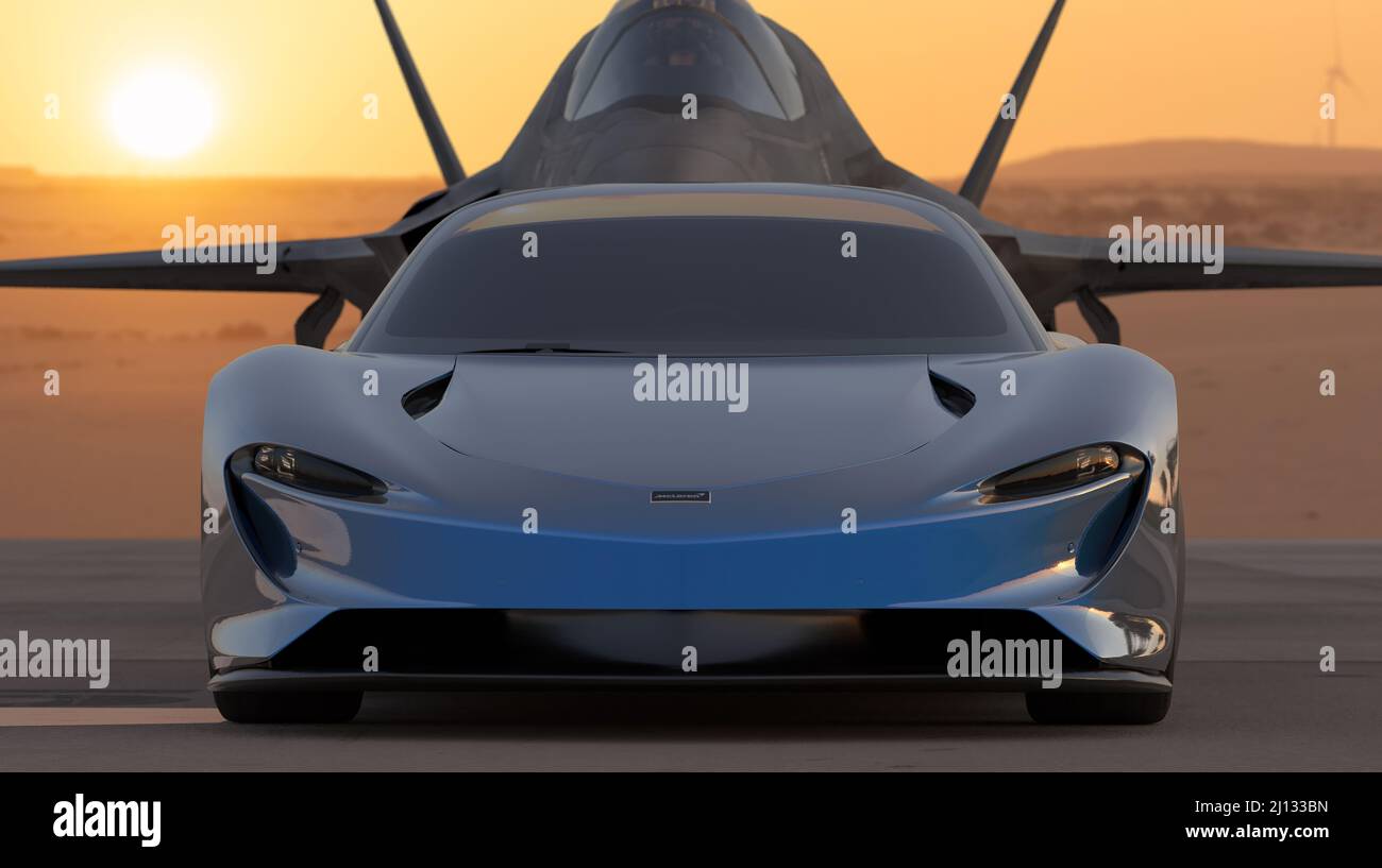 McLaren Speedtail - Hybrid Hyper-GT on the background of a modern ...