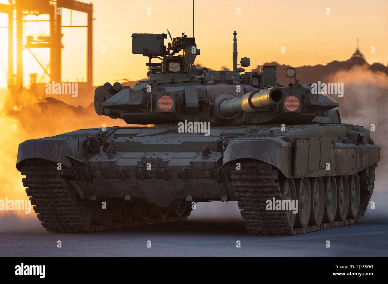 Tank during battle in urbanized area Stock Photo - Alamy