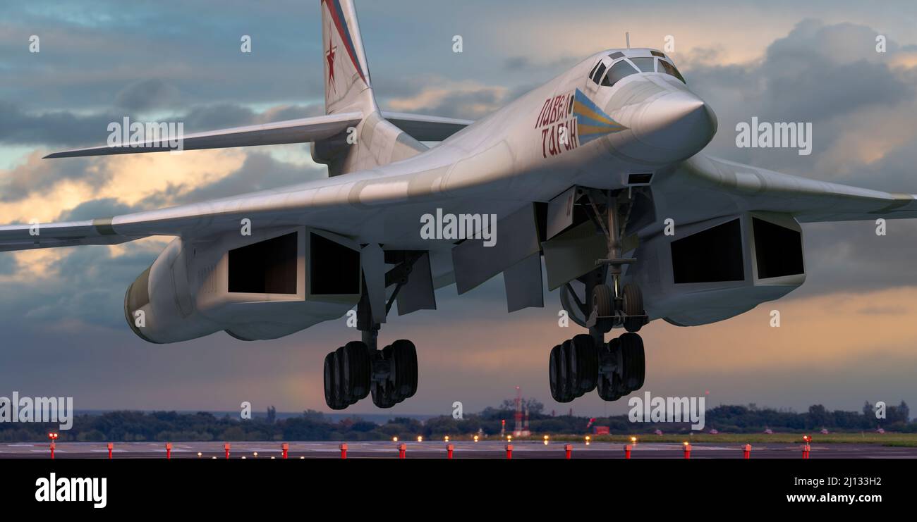 Tu-160 Russian supersonic jet strategic bomber "Blackjack" in landing ...