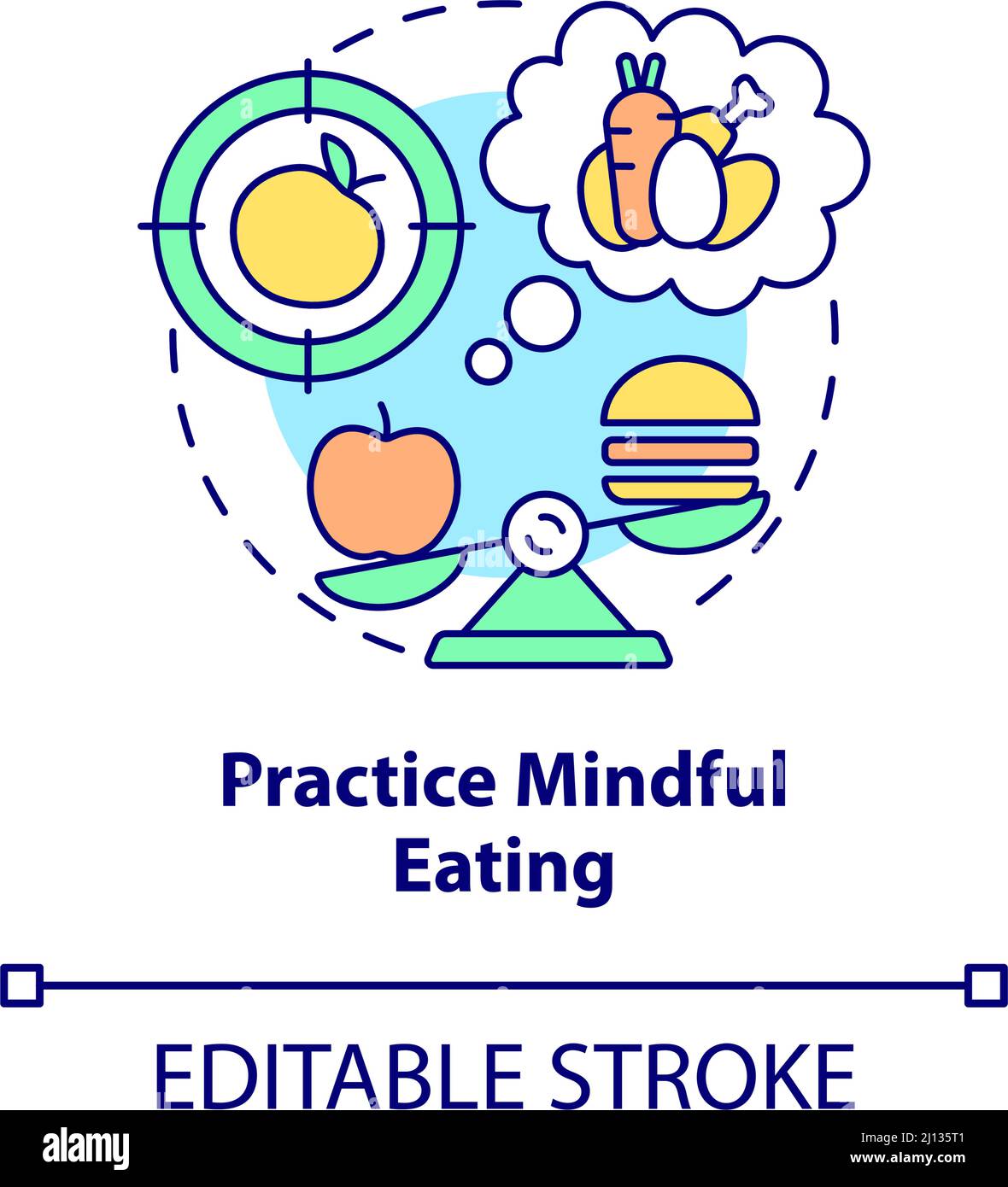 Practice mindful eating concept icon Stock Vector Image & Art - Alamy