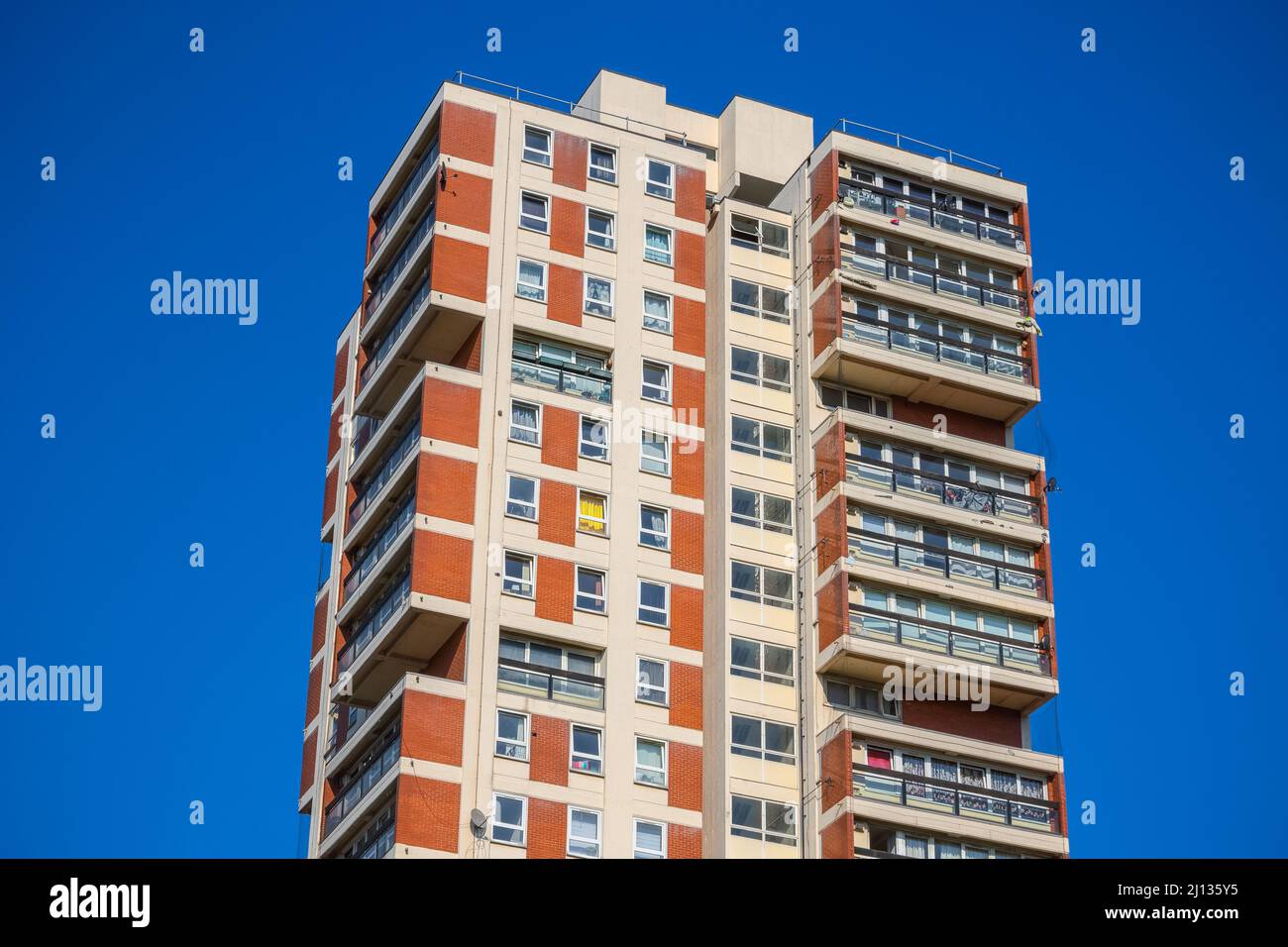 Exterior of a residential tower blocks around Canada Water in London ...