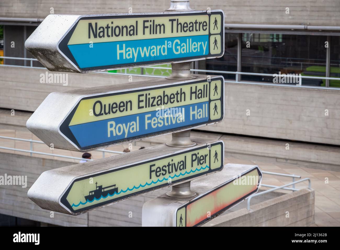 Direction signs to different venues in the South Bank area on London ...