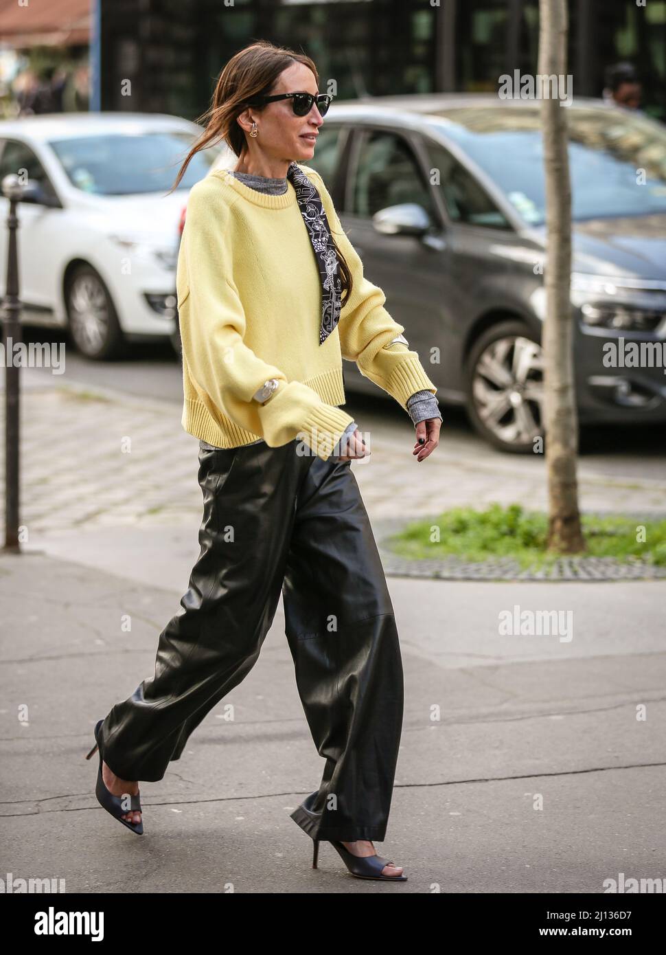 PARIS, France- March 5 2022: Chloe' Harrouche on the street in Paris ...