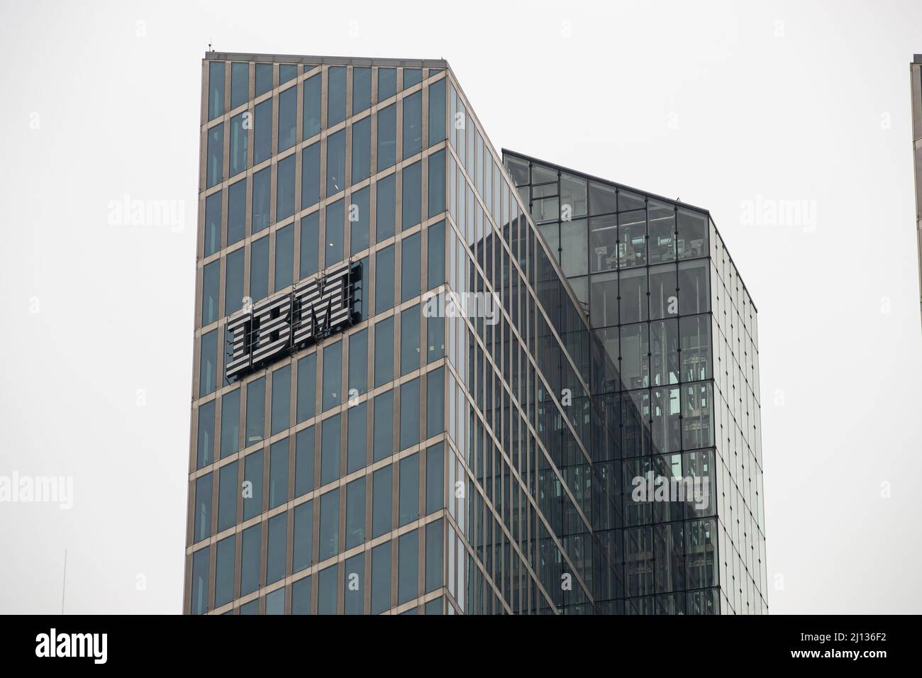 Tower of the american IT company IBM seen in the Parstadt Schwabing in ...