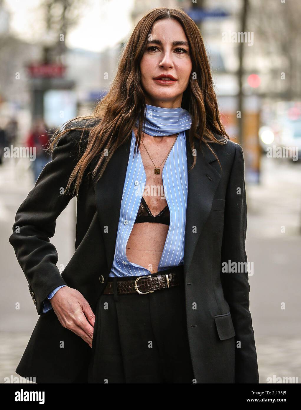 PARIS, France- March 5 2022: Ece Sukan on the street in Paris Stock ...