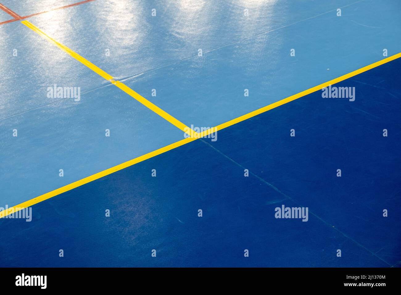 Playing field lines in a multi-sports pavilion Stock Photo - Alamy