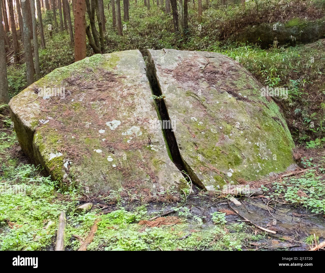 The dragon's split boulder, or "Ryu no wariishi" located in Suzaka ...