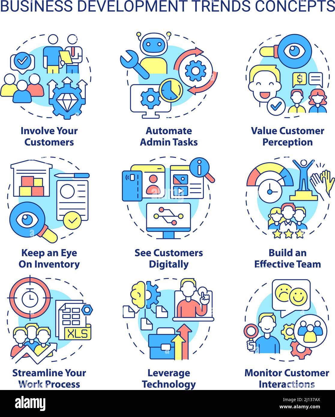 Business development trends concept icons set Stock Vector Image & Art ...