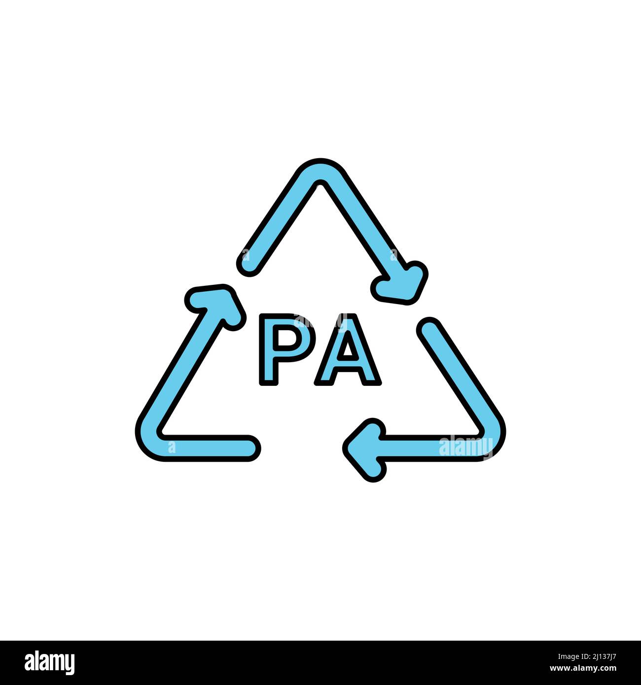 Plastic recycling code PA line icon. Consumption code resin, polyamide ...