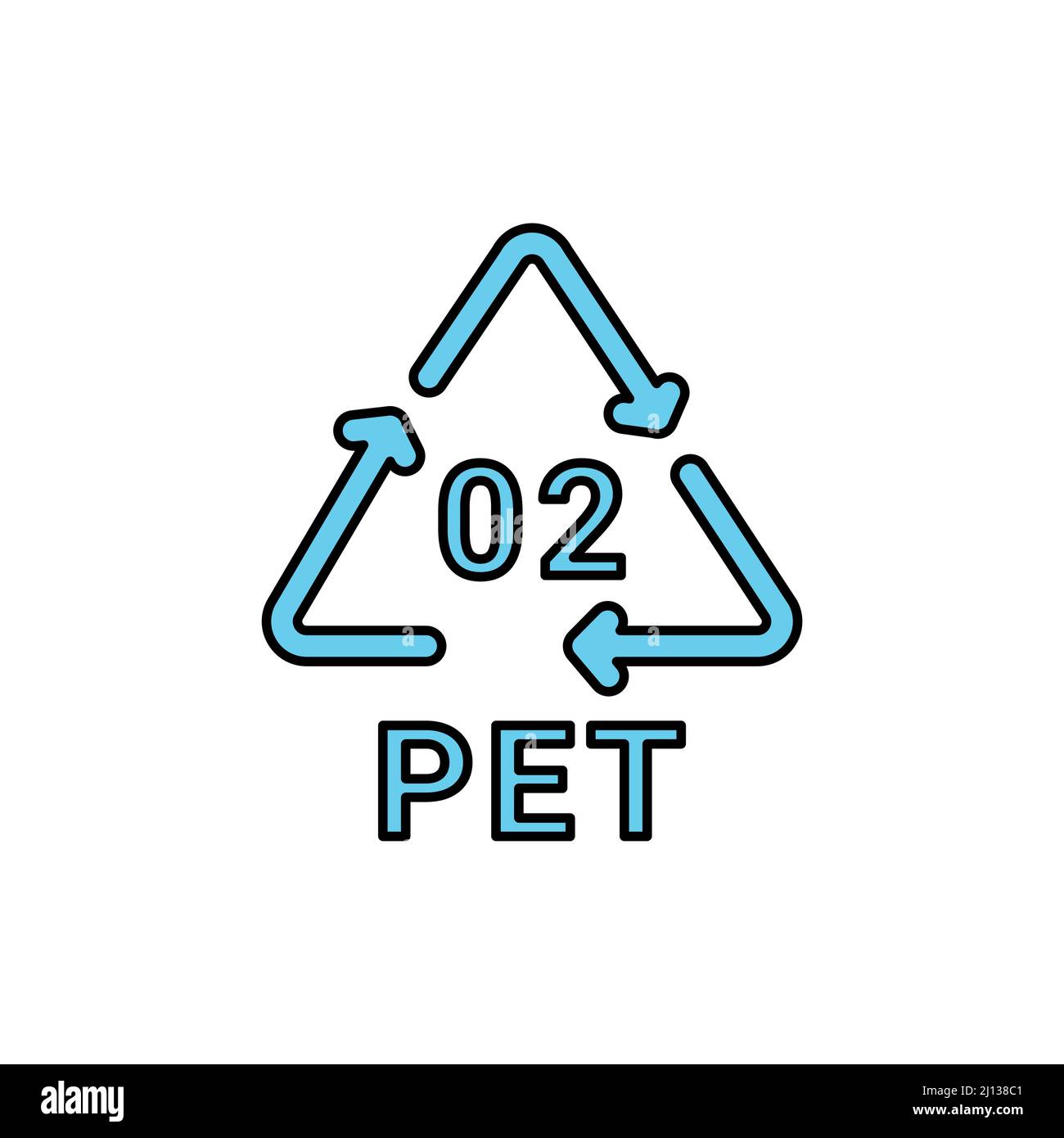 Plastic recycling code PET 02 line icon. Consumption code. Editable ...