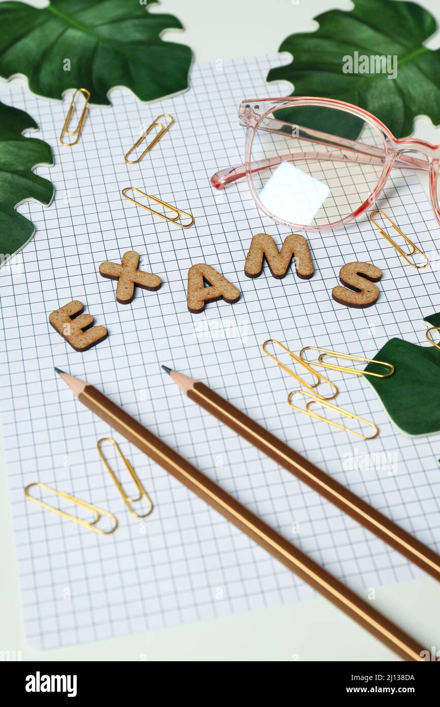 Concept of exams and tests, close up Stock Photo - Alamy