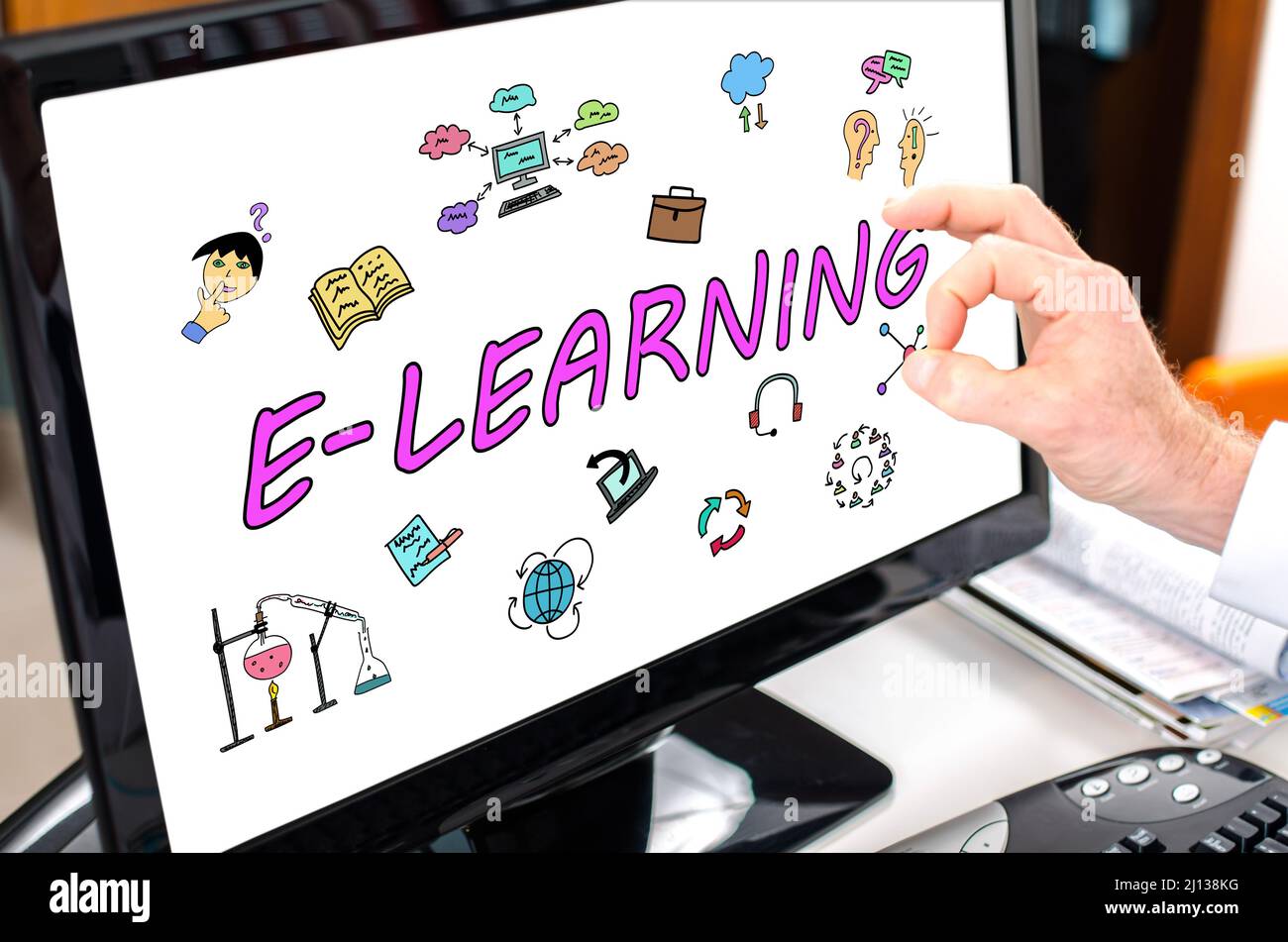 E-learning concept shown on a computer screen Stock Photo - Alamy