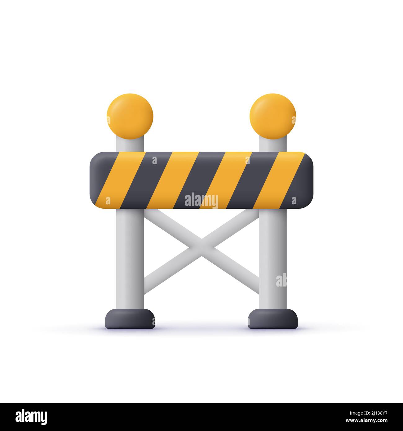 Road barrier with yellow stripes. Under construction, warning barrier ...