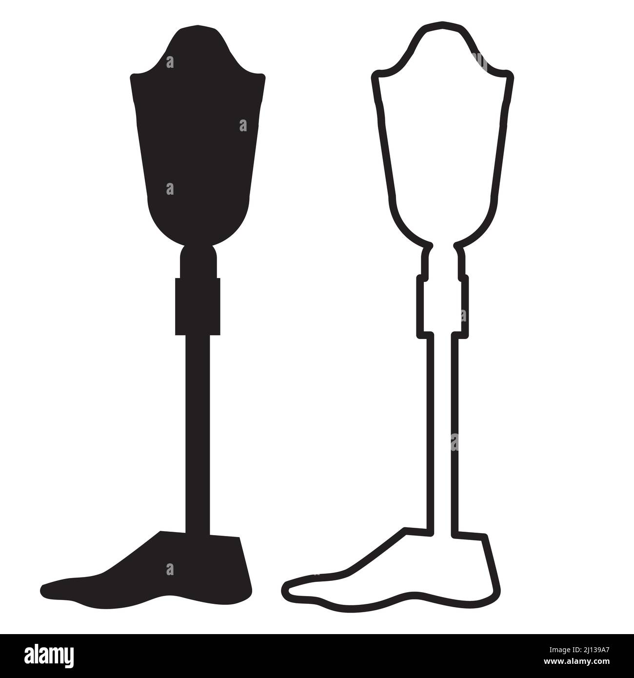 Prosthesis leg glyph icon on white background. disability and ...