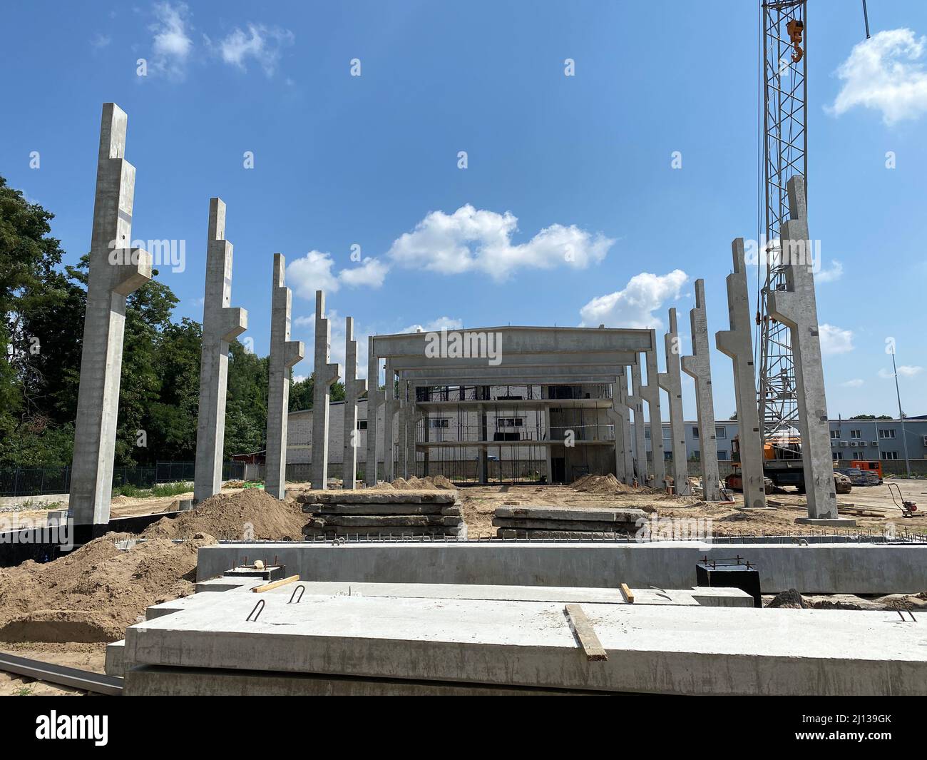 Details of precast concrete structures of a public building Stock Photo ...