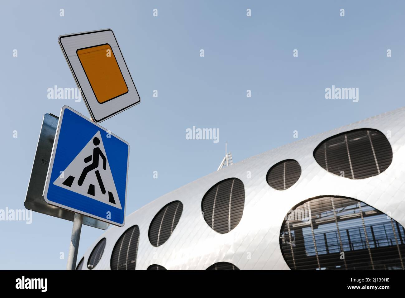 Futuristic facade of the stadium. Abstract geometric background of ...