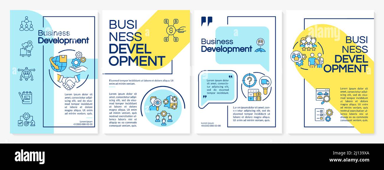 Business development blue and yellow brochure template Stock Vector ...