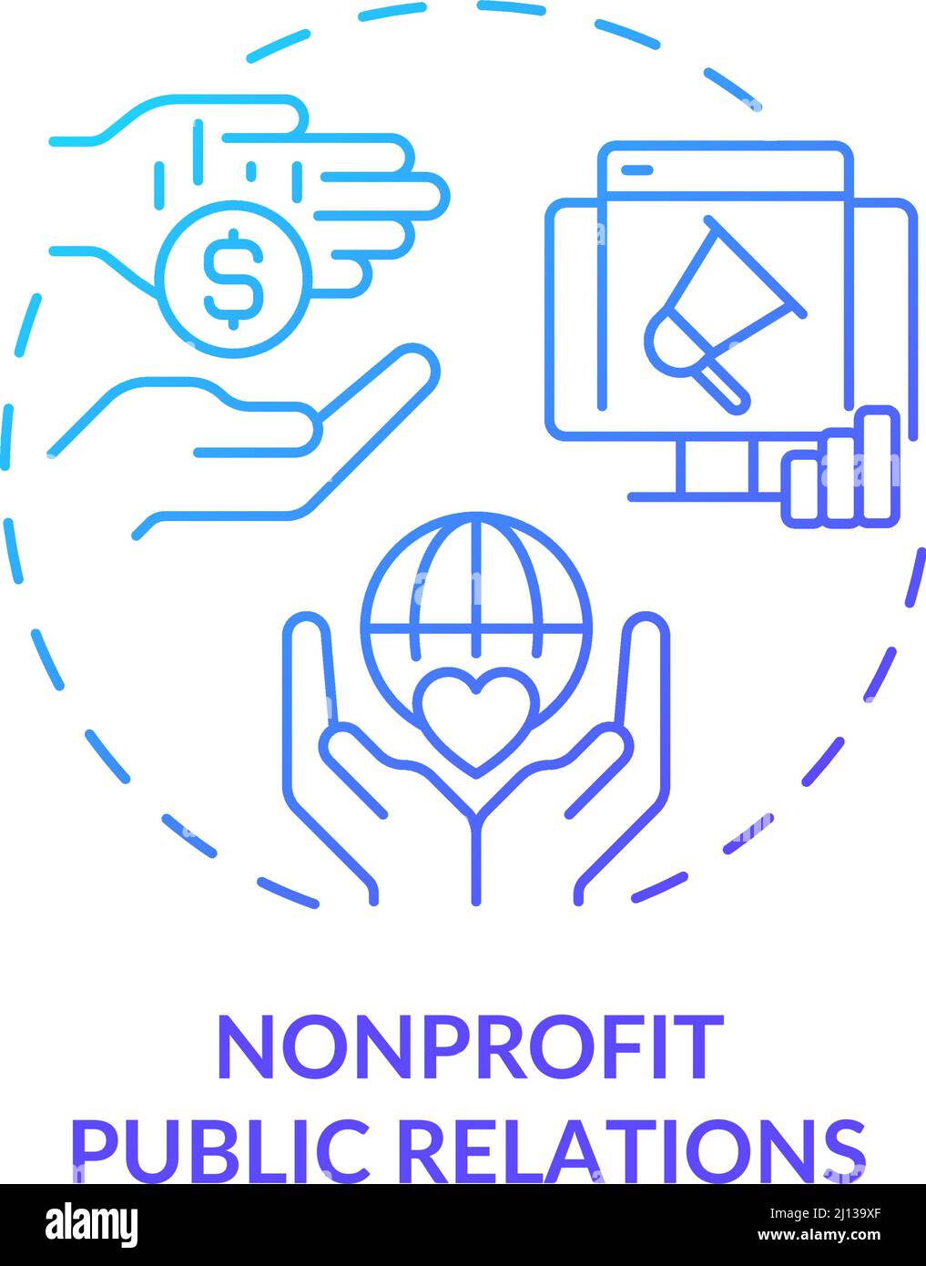 Nonprofit public relations blue gradient concept icon Stock Vector ...