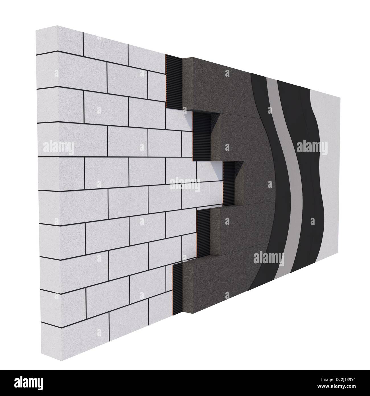 3d illustration of a wall with layers of finishes Stock Photo - Alamy
