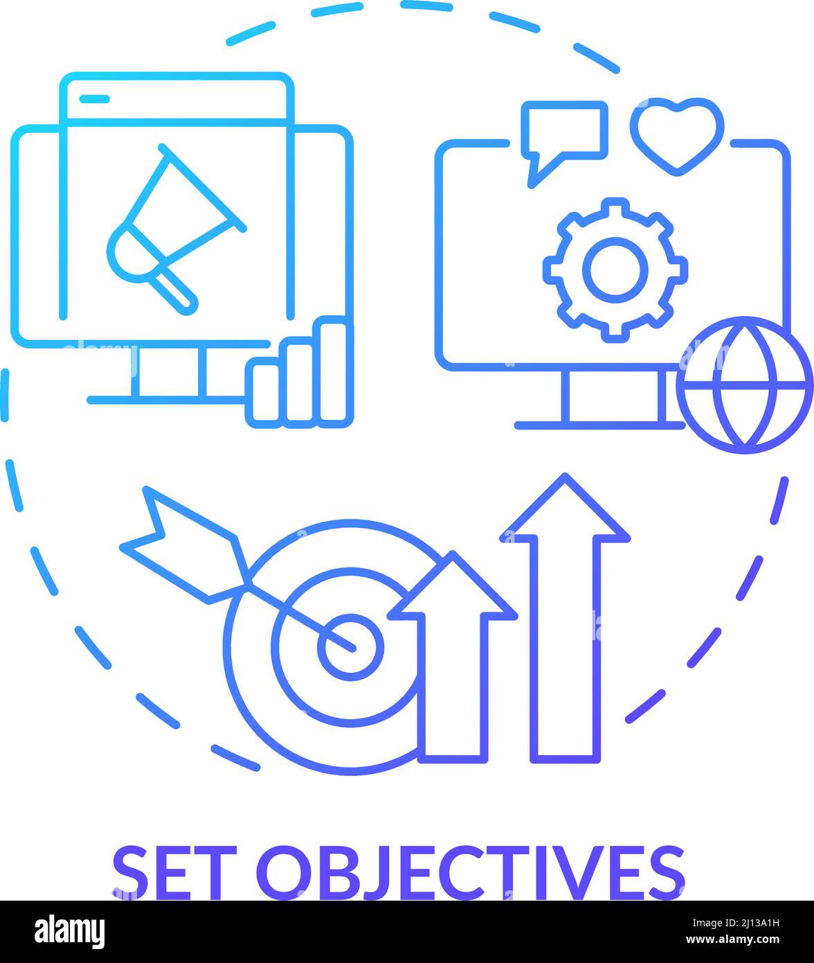 Set objectives blue gradient concept icon Stock Vector Image & Art - Alamy
