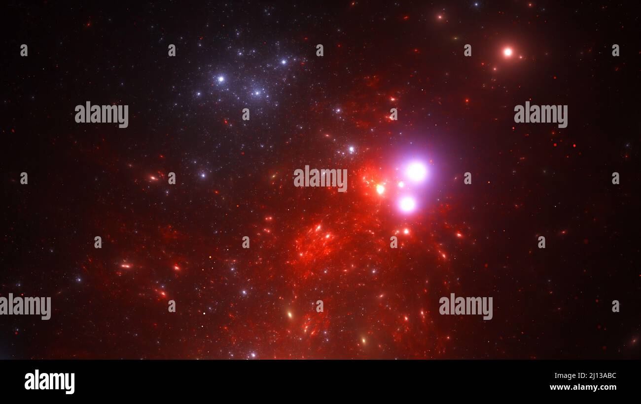 Panorama Space scene with planets, stars and galaxies. Banner template ...