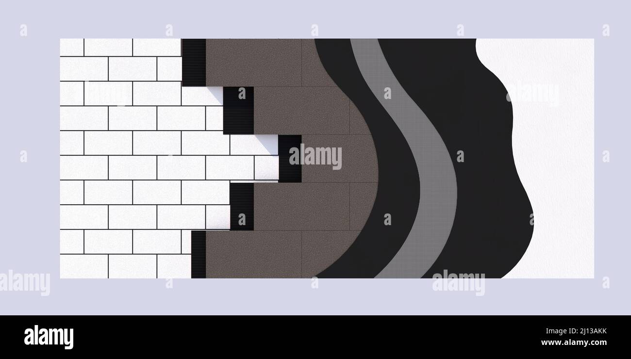 3d illustration of a wall with layers of finishes Stock Photo - Alamy