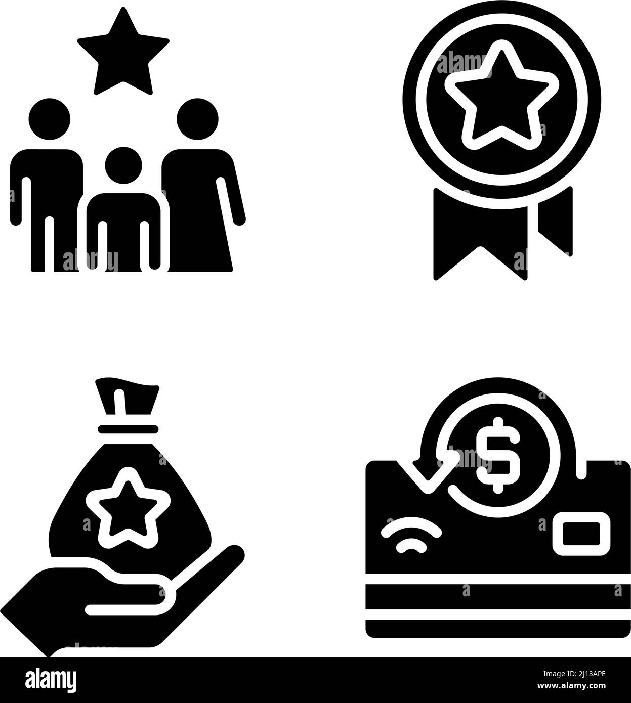 Cash awards black glyph icons set on white space Stock Vector Image ...