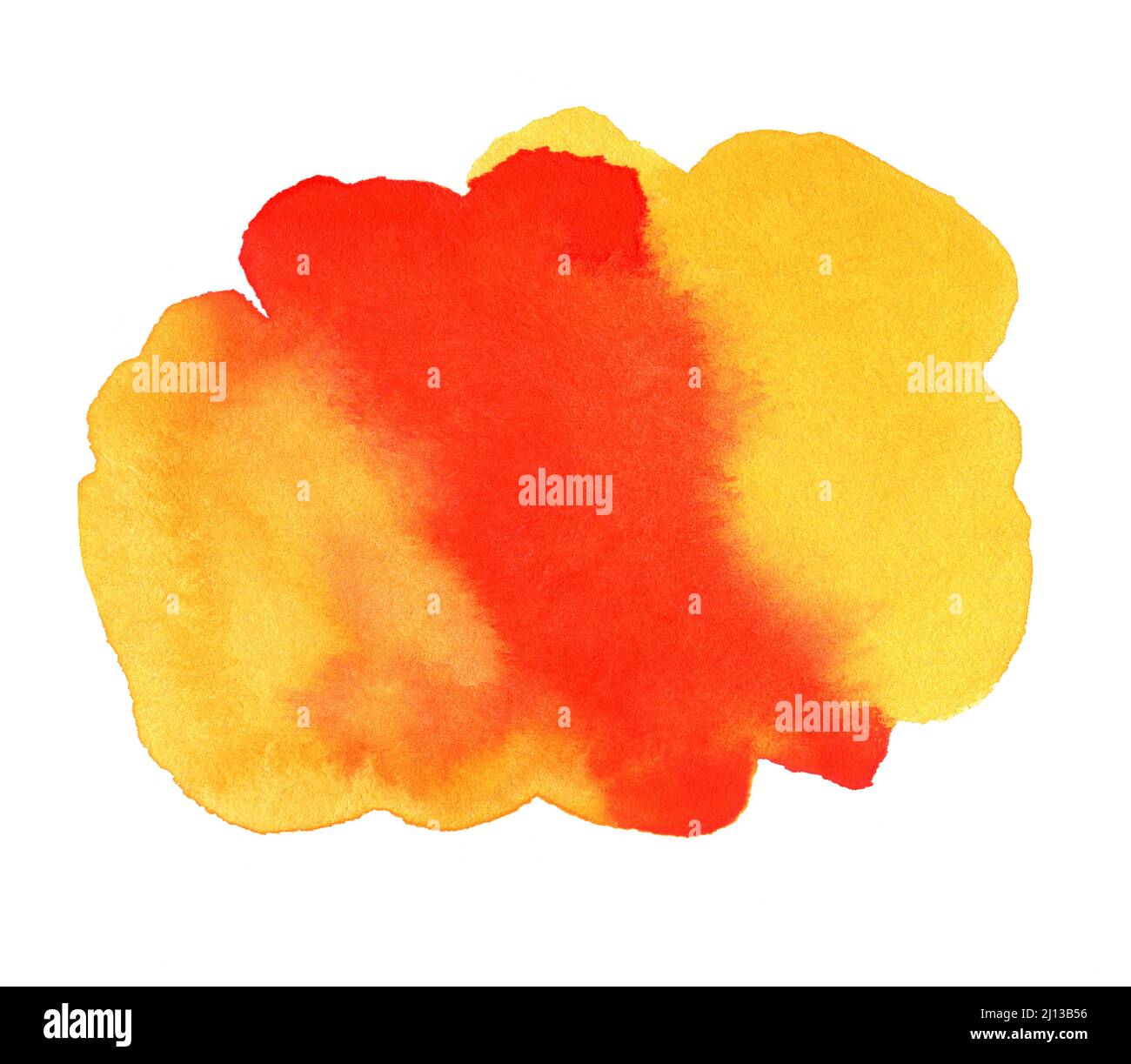 Hand drawn red and yellow watercolor spot. Abstract watercolor ...
