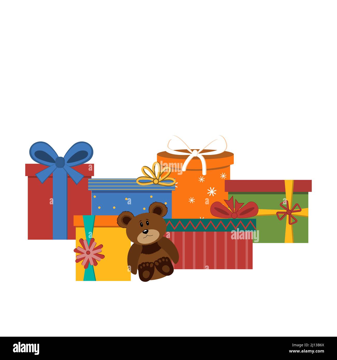 Gift decorated gift box, color isolated vector illustration Stock ...