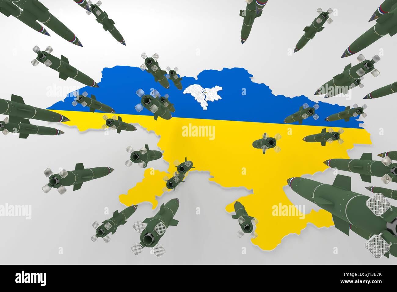 3d stylized schemitic map - Kyiv Kiev capital cyty of Ukraine under ...