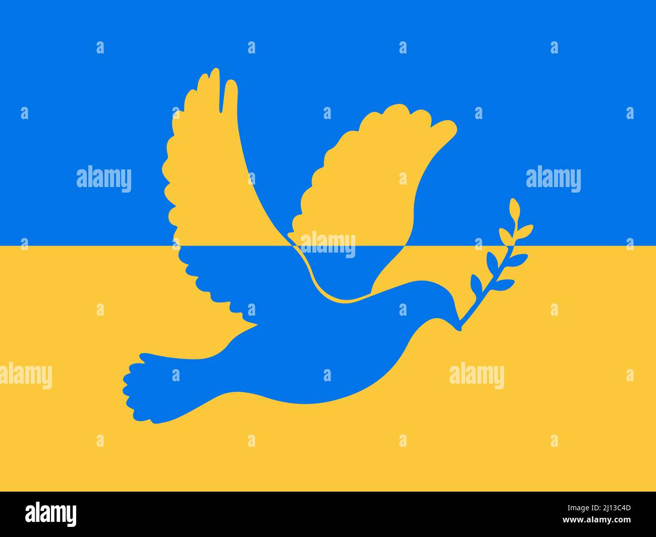 Dove of peace on the background of the Ukrainian flag. Ukraine and ...