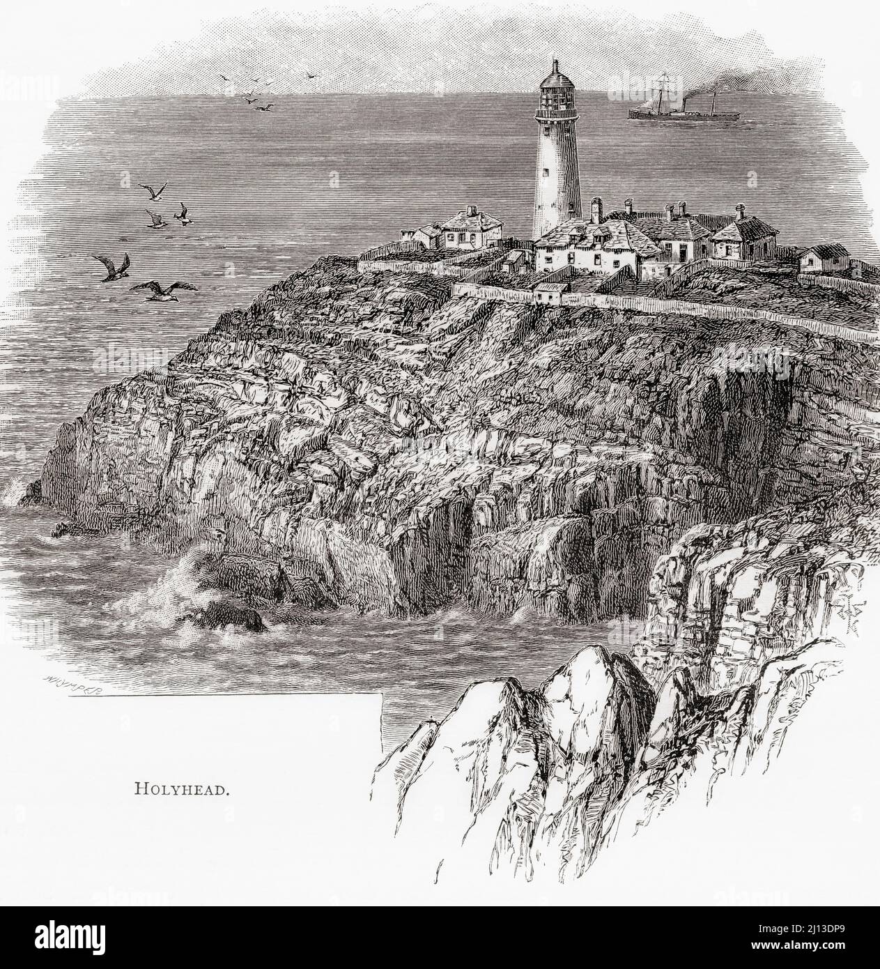 The port of Holyhead, Anglesey, Wales, seen here in the 19th century ...