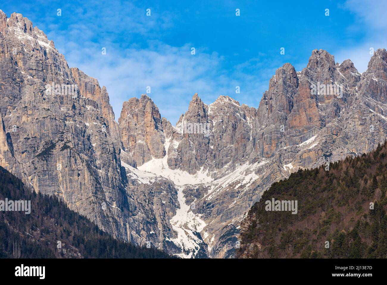 Mountain range and peak of Brenta Dolomites, National Park of Adamello ...