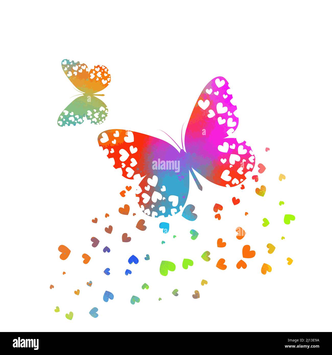 Multicolored butterfly with hearts. Happy Valentine's Day . Vector ...