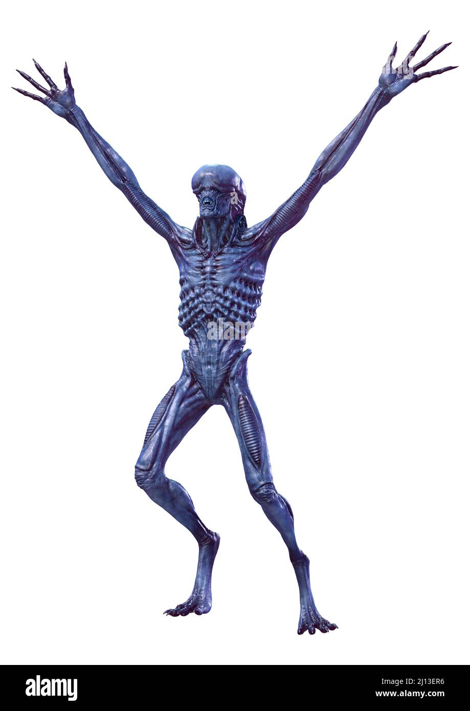 3D rendering of a blue male alien isolated on white background Stock ...
