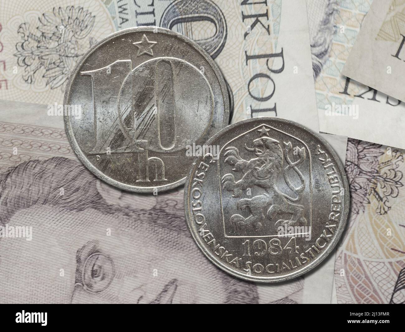 Old Czechoslovak koruna coins, vintage money Stock Photo - Alamy